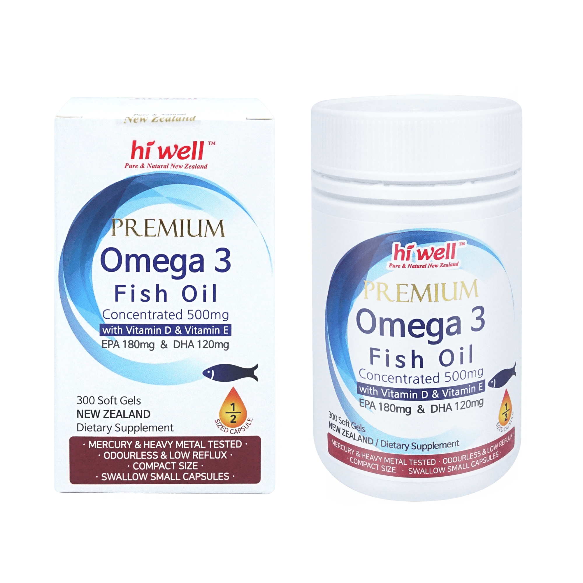 Hi Well Premium Omega 3 Fish Oil Concentrated 500mg 300 Softgels – NZGIFT