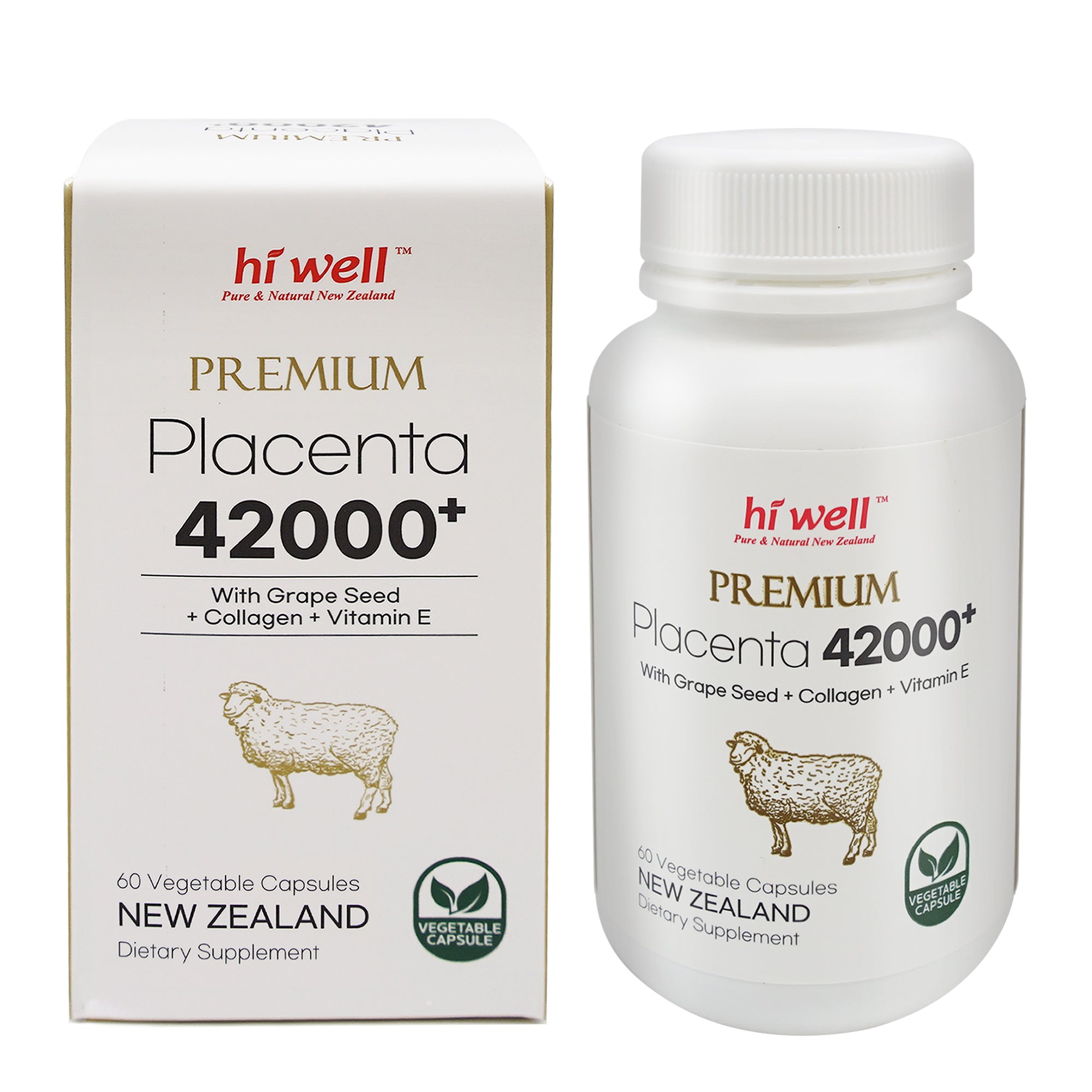 Hi Well Premium Placenta 42000+ 60 Vege Capsules – NZGIFT